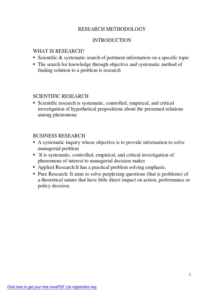 RESEARCH METHODOLOGY Introduction | PDF | Hypothesis | Scientific Method