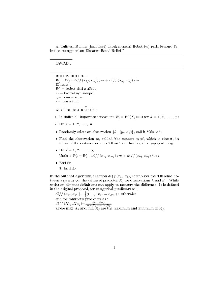 Rumus Bobot dalam Feature Selection | PDF | Teaching Methods & Materials
