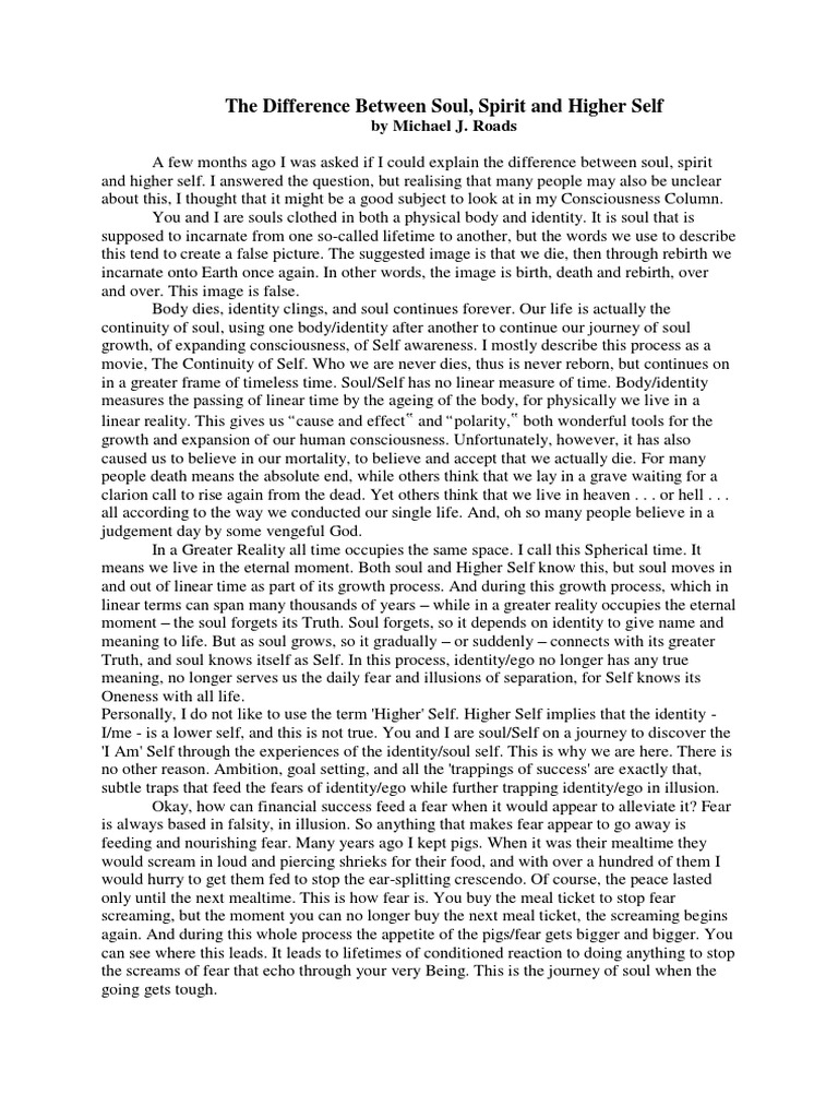 Soul, Spirit, and Higher Self Explained | PDF | Self | Soul