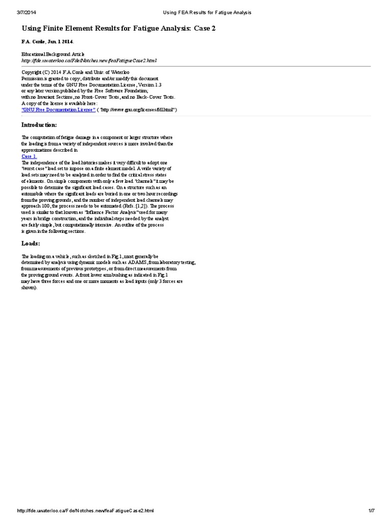 Using FEA Results For Fatigue Analysis | PDF | Fatigue (Material ...