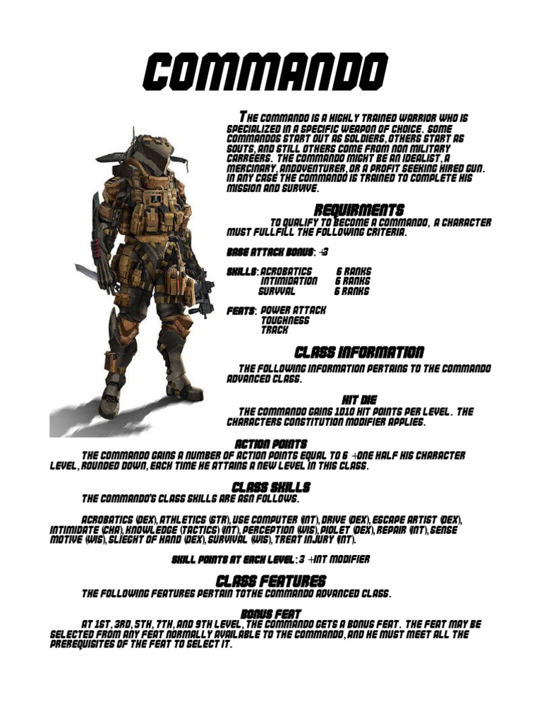 Commando Advanced D20 Class | PDF | Commando | Leisure