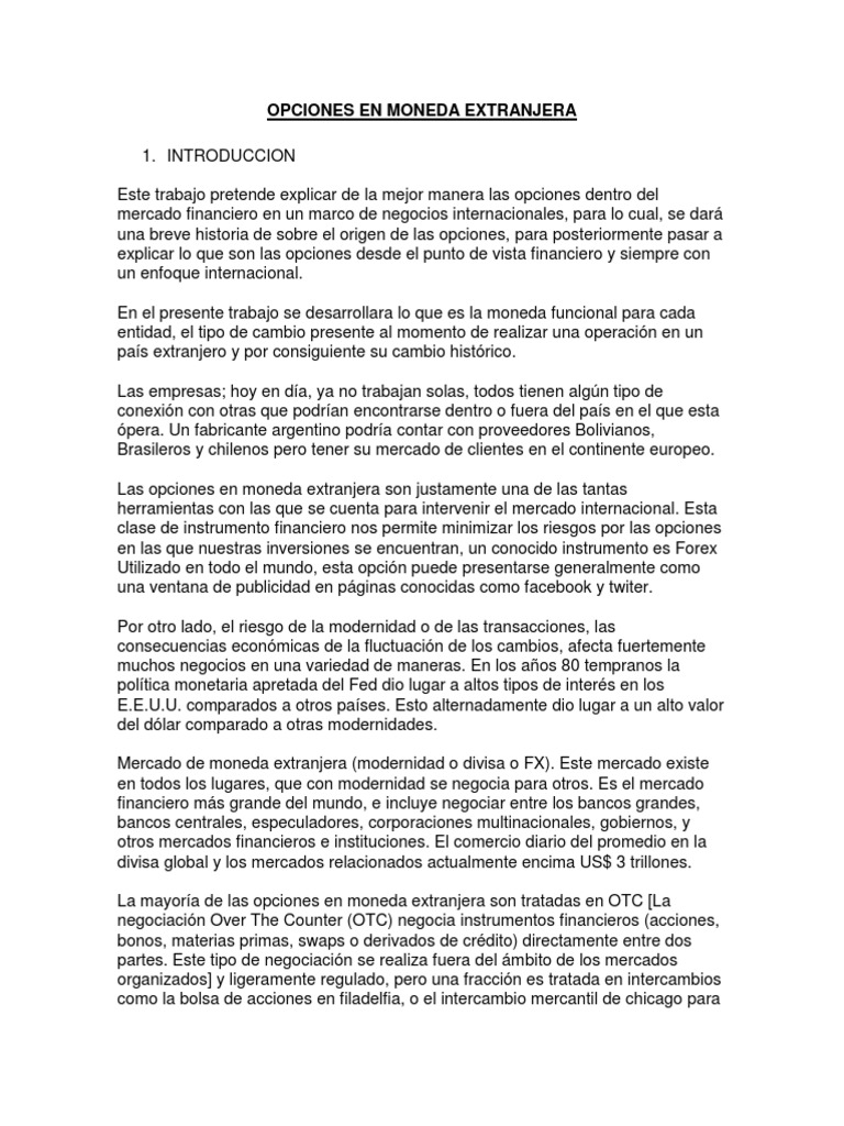 Opciones en Moneda Extranjera: Estrategias y Riesgos | PDF | Finanzas y ...