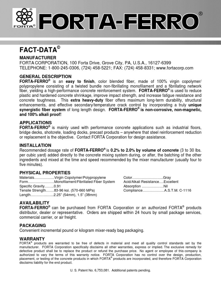 Fact-Data: Manufacturer | PDF | Strength Of Materials | Concrete