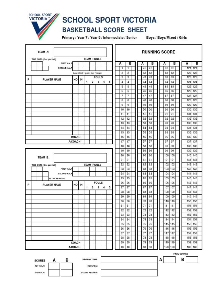 Basketball Score Sheet Template Excel