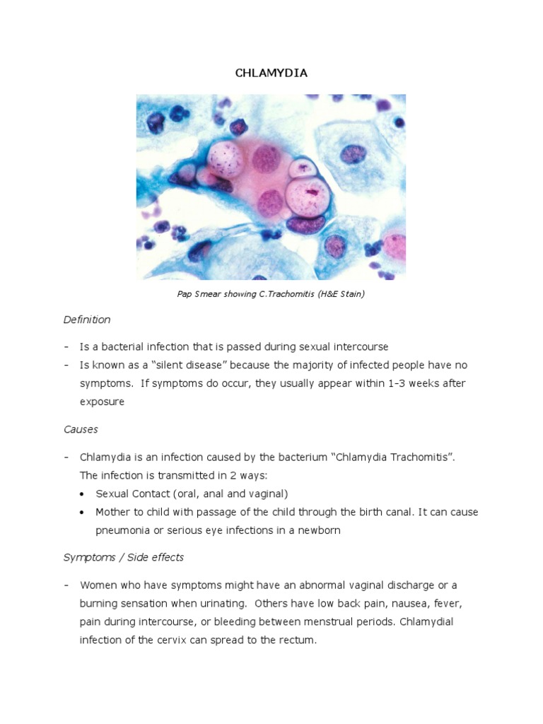 Chlamydia: Pap Smear Showing C.Trachomitis (H&E Stain) | PDF