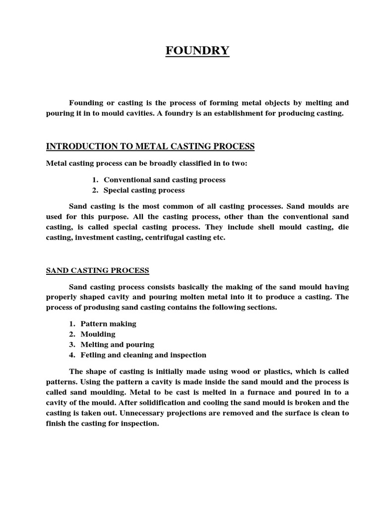 Casting Process | PDF | Casting (Metalworking) | Foundry