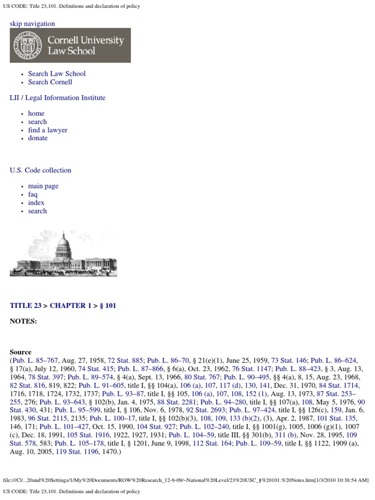 23 Usc - 101 | PDF | Internal Revenue Code | United States Code