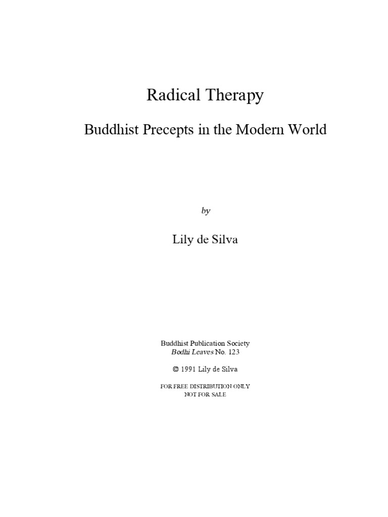 Radical Therapy: Buddhist Precepts in The Modern World | PDF