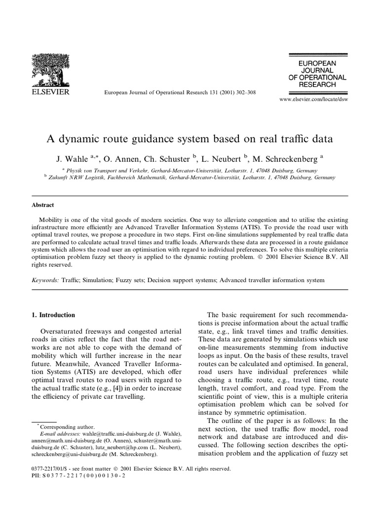A Dynamic Route Guidance System Based On Real Traffic Data 2001 ...