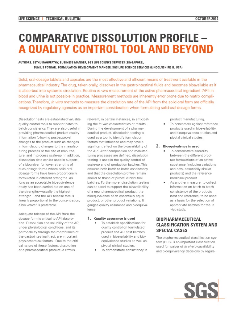 Comparative Dissolution Testing Guide | PDF | Bioavailability ...
