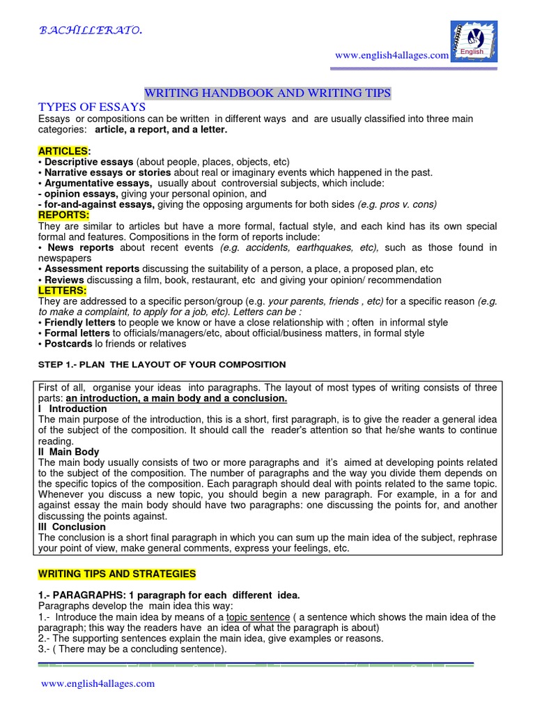 Writing Handbook and Tips | PDF | Paragraph | Essays
