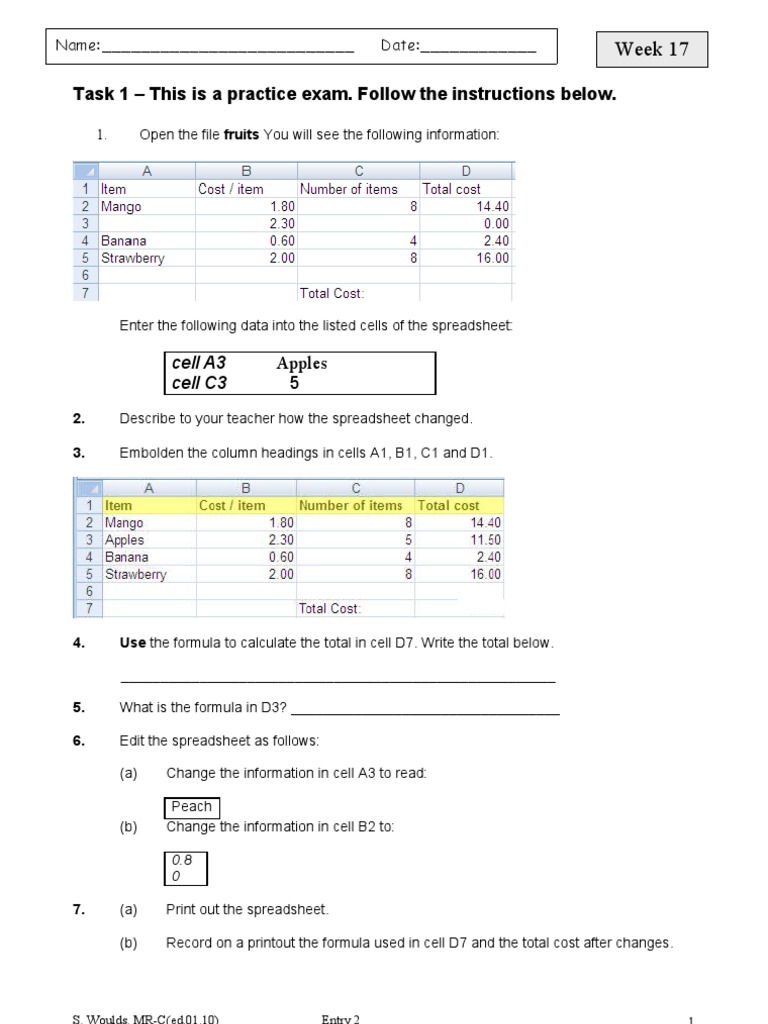 Task 1 - This Is A Practice Exam. Follow The Instructions Below | PDF ...