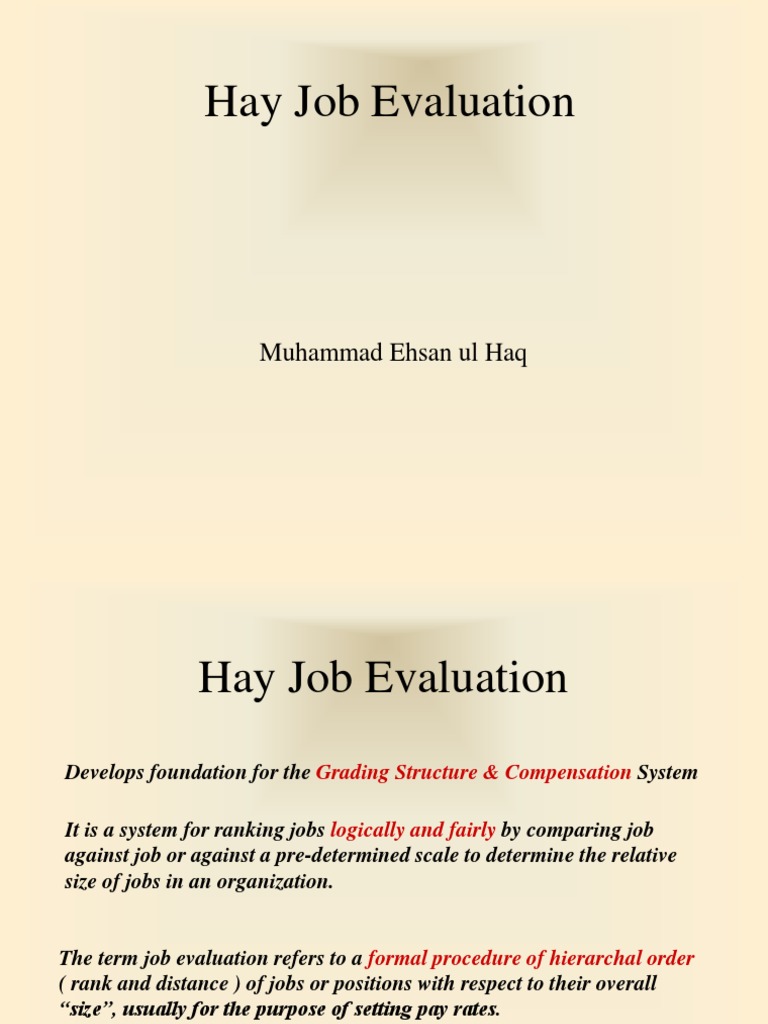 Hay Job Evaluation: Muhammad Ehsan Ul Haq | PDF | Thought | Evaluation