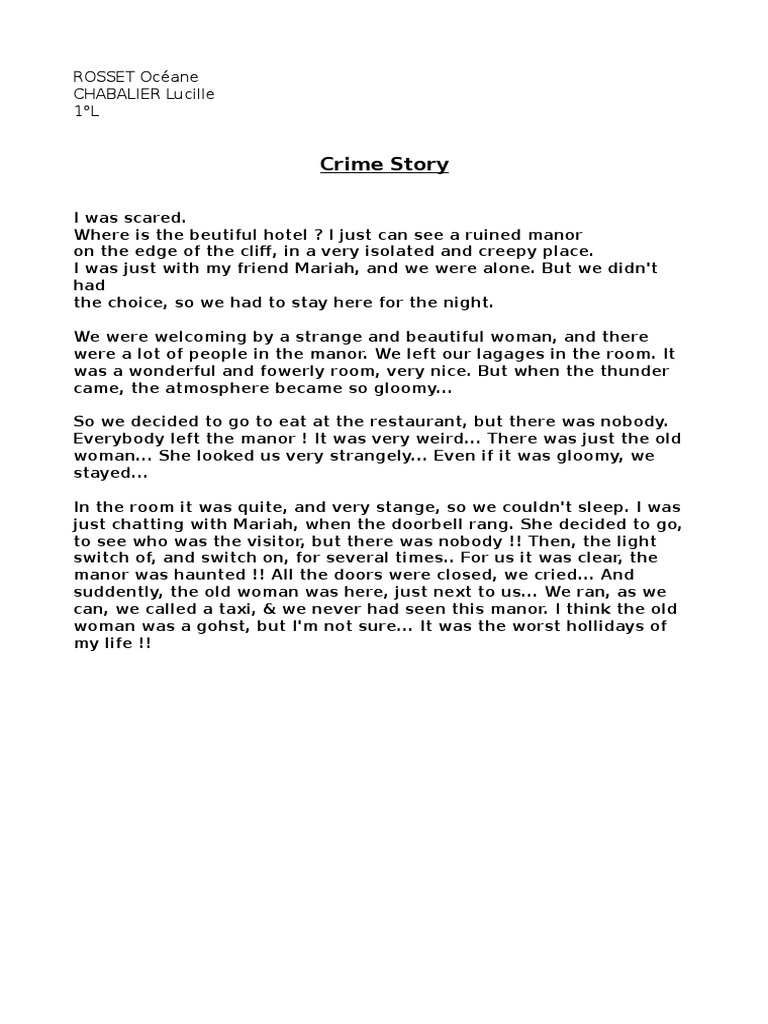 Crime Story: ROSSET Océane CHABALIER Lucille 1°L | PDF