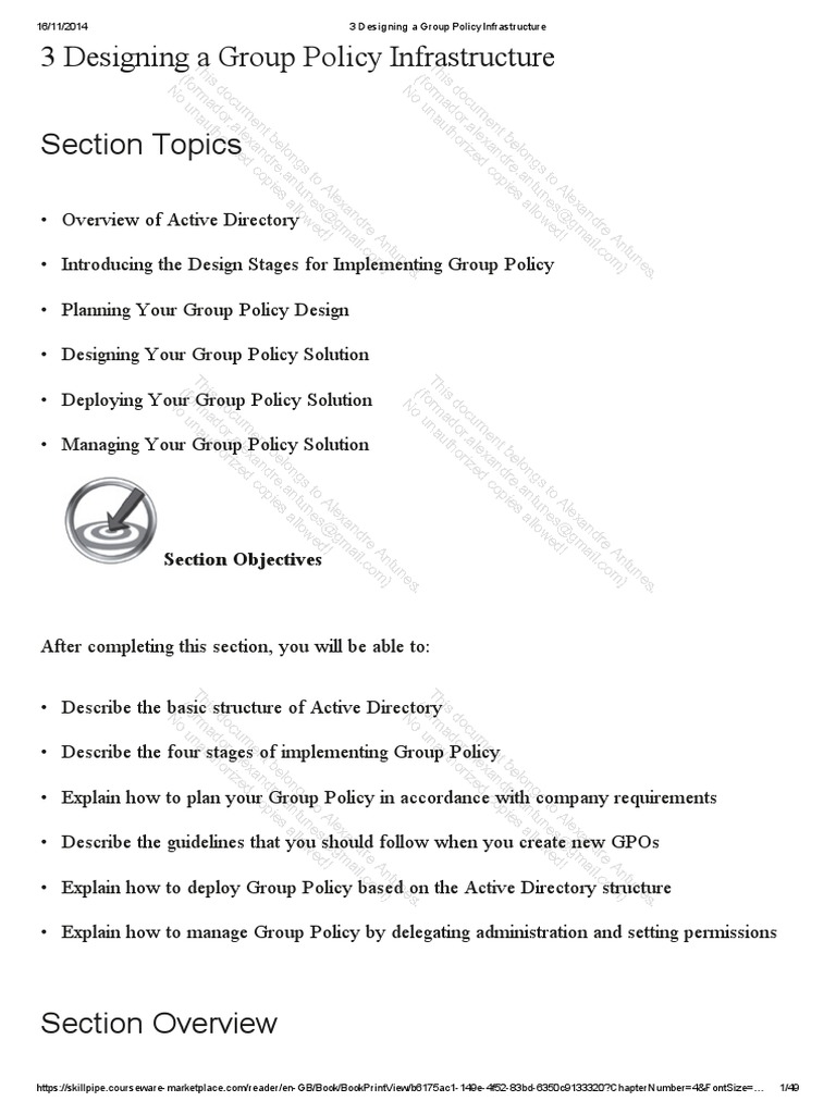 3 Designing A Group Policy Infrastructure | PDF | Group Policy | Active ...