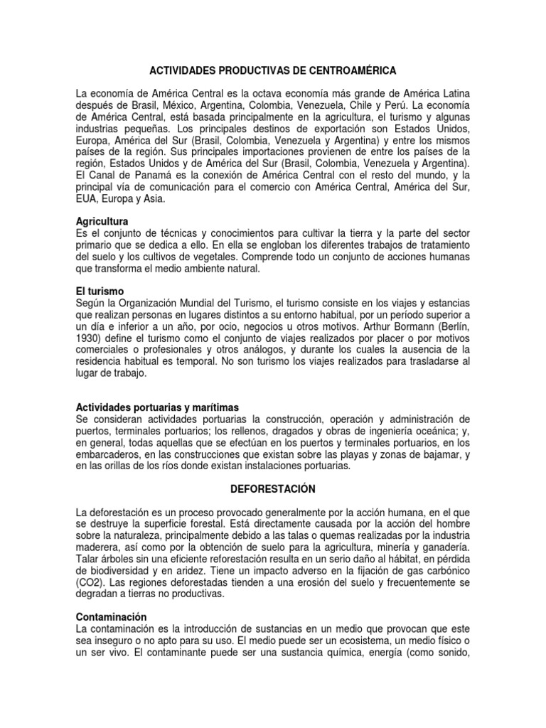 Economía y Medioambiente en Centroamérica | PDF | Deforestación | Turismo
