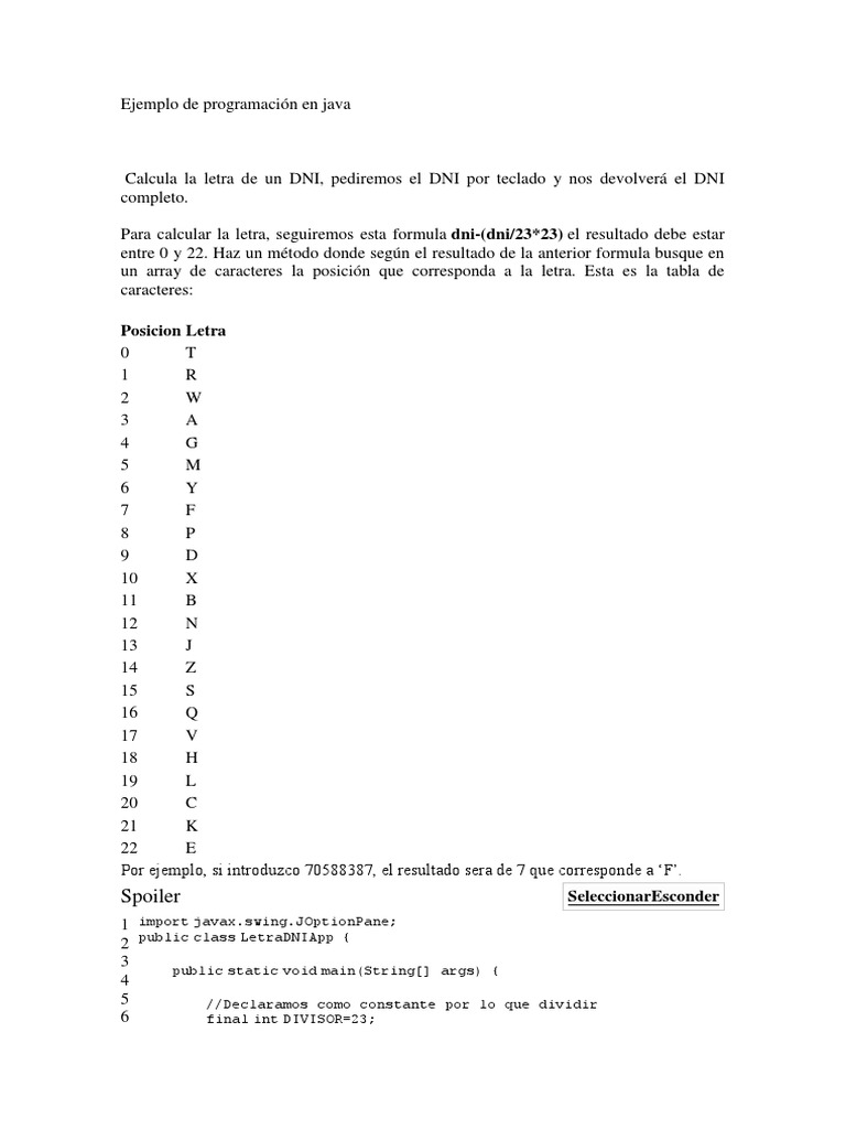 Ejemplo de Programación en Java | PDF | Java (lenguaje de programación ...