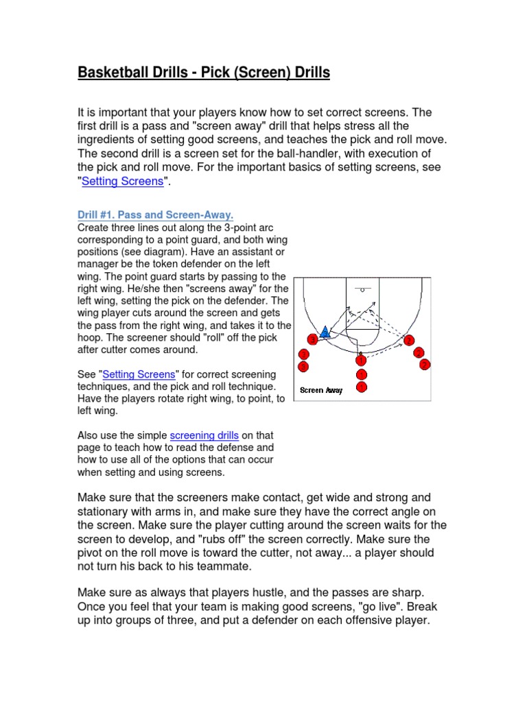 Basketball Drills - Pick (Screen) Drills and Dribble Drive Motion ...