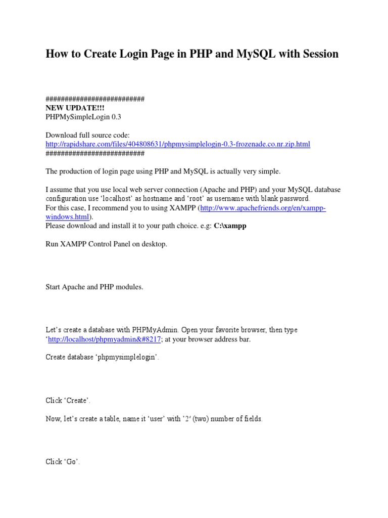 How To Create Login Page in PHP and MySQL With | PDF