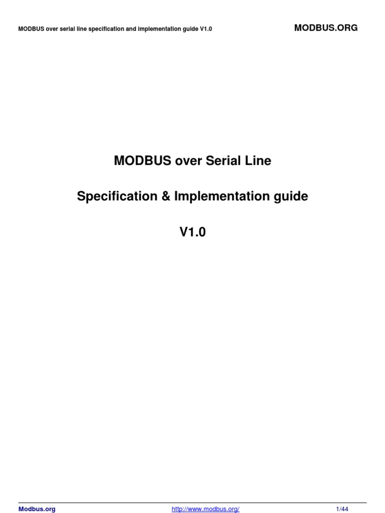 Modbus Over Serial Line V1 | PDF