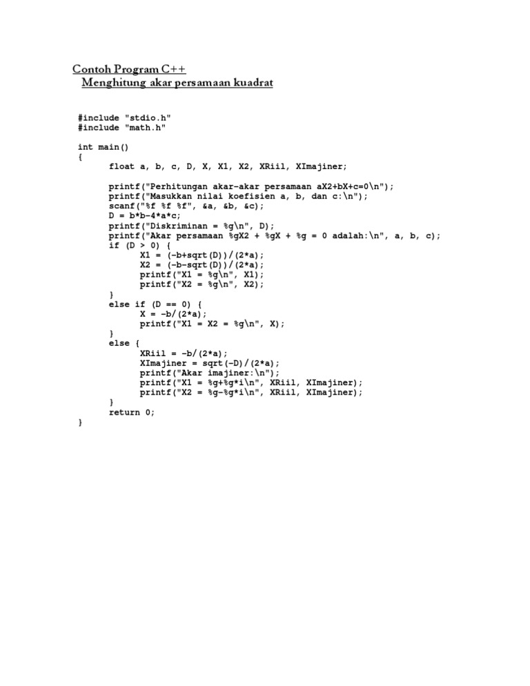 Contoh Program C++ | PDF