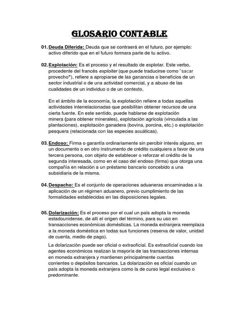 Glosario Contable | PDF | Lavado de dinero | Dominio eminente