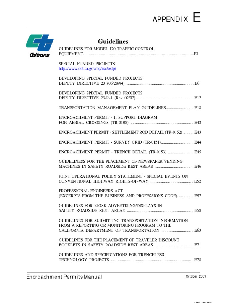 Caltrans Encroachment Permit Guidelines | PDF | Traffic | Highway