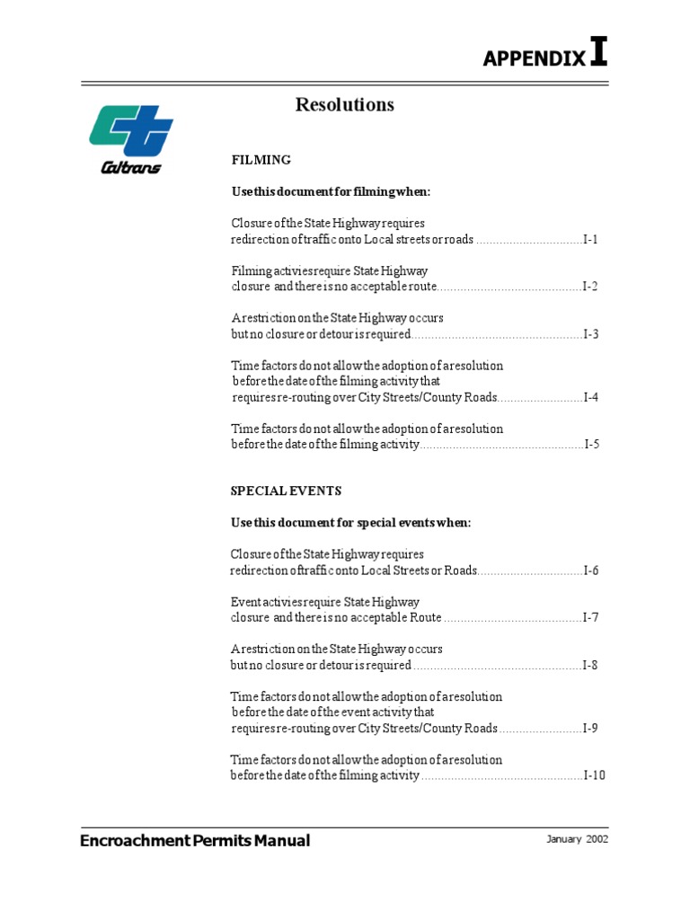 Encroachment Permits Manual - Appendix - I - (Web) | PDF | Traffic ...
