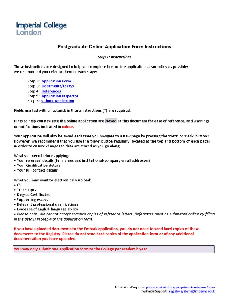 Postgraduate Online Application Form Instructions | University And ...