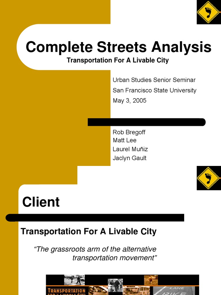 Complete Streets - Transportation For A Livable City | PDF | Sidewalk ...