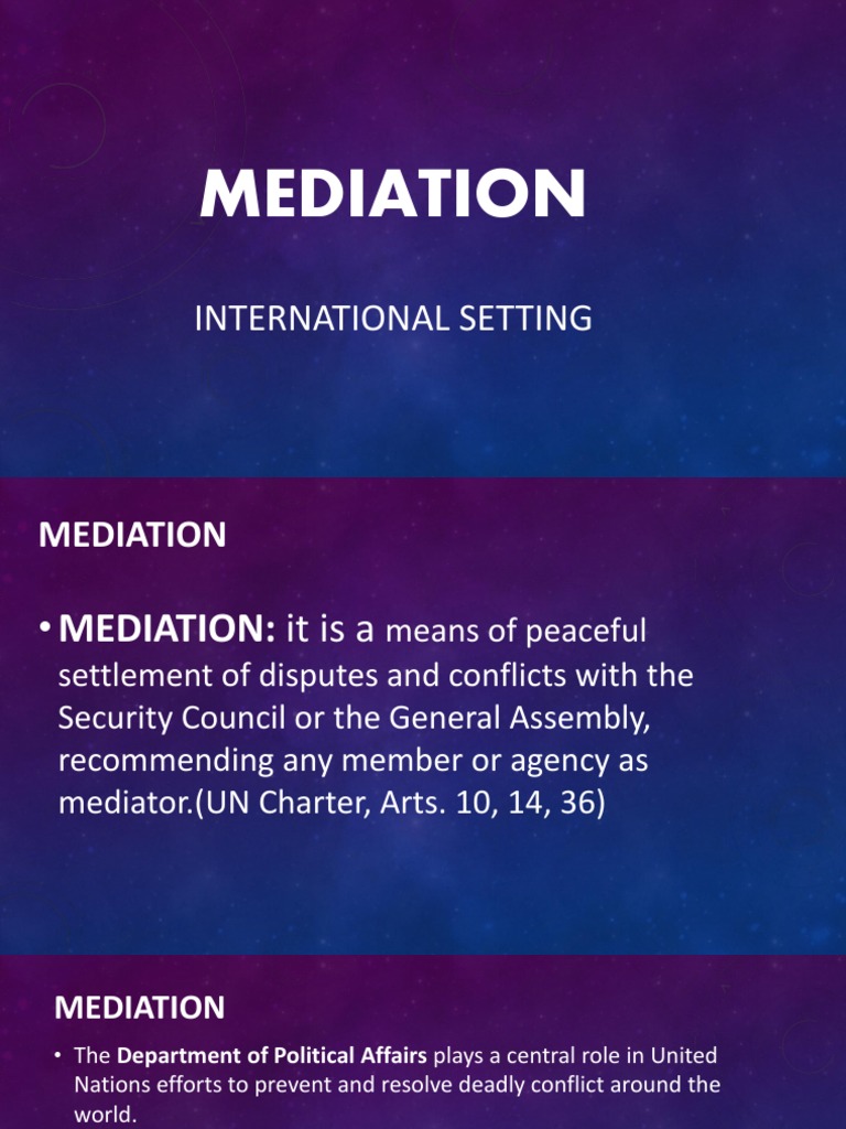 Mediation Report | PDF | Mediation | United Nations