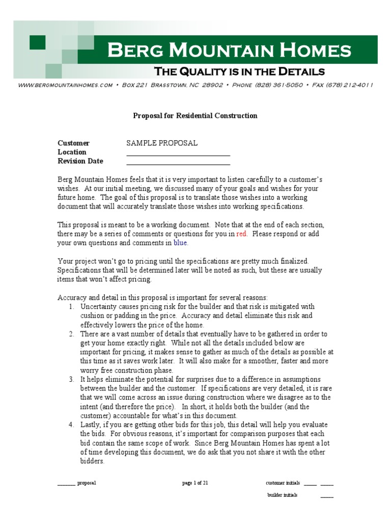Proposal Sample | PDF | Countertop | Framing (Construction)