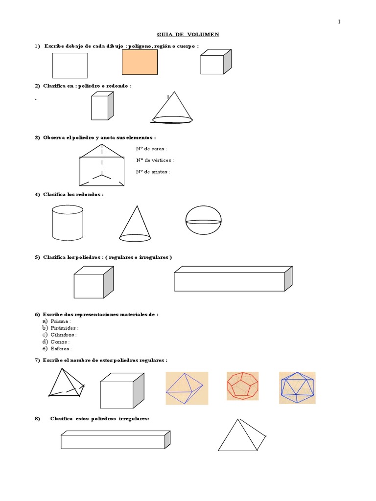 Ejercicios de Volumen | Volumen | Formas geométricas