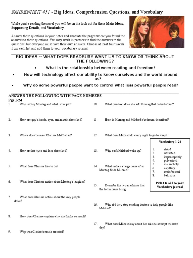 Vocabulary and Comprehension for Fahrenheit 451 | PDF | History