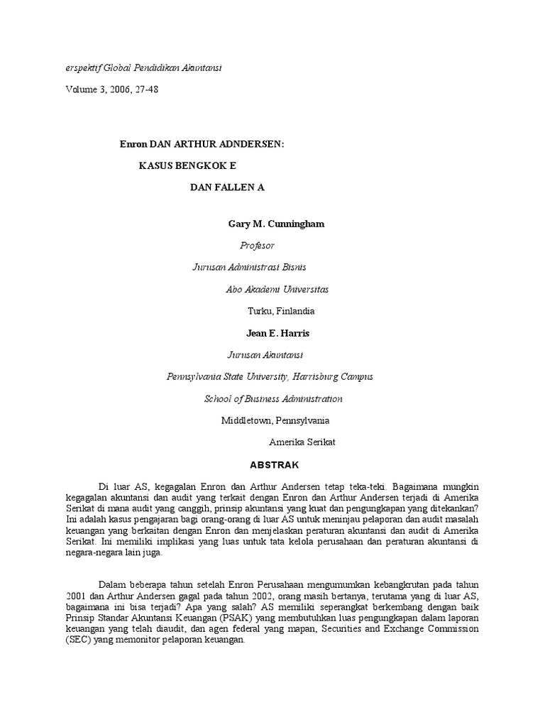 Enron and Arthur Andersen - The Case of Crooked E and The Fallen A ...