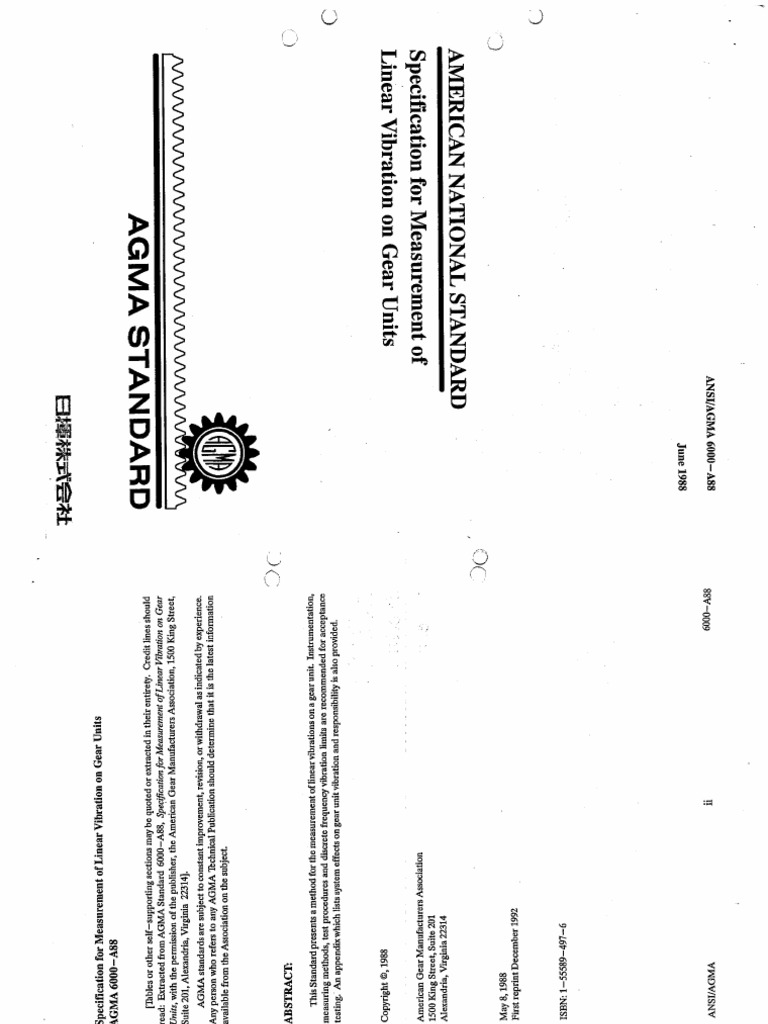 Agma 6000 Spec Vibration For Gear | PDF