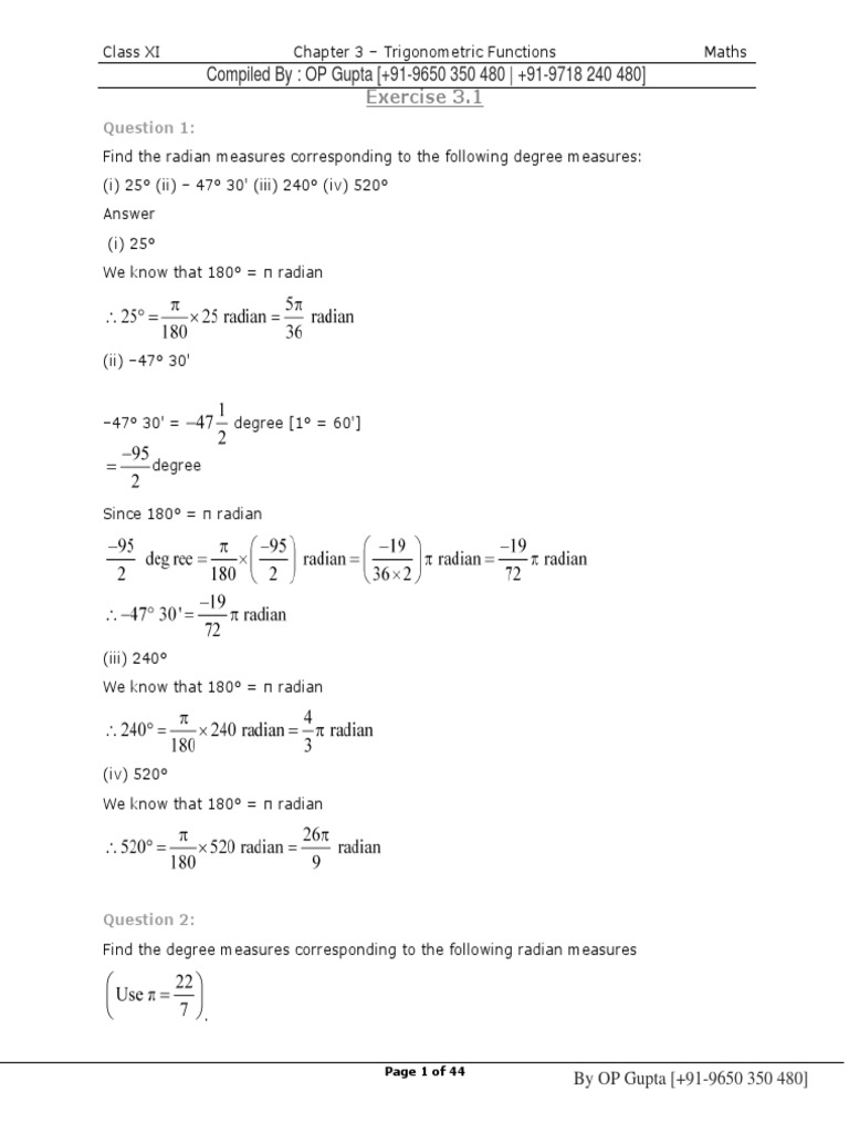 567 CH 03 Trigonometric Functions Ncert11 | PDF | Sine | Trigonometric ...