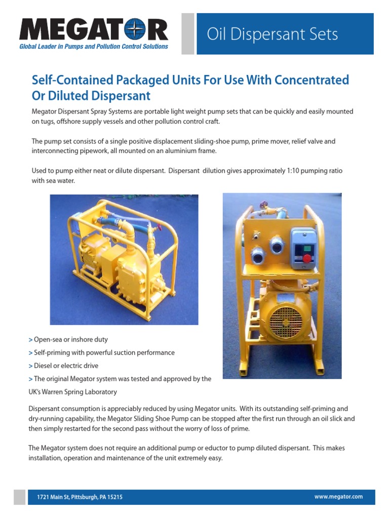 Megator Oil Dispersant Spray Systems | PDF | Pump | Engines