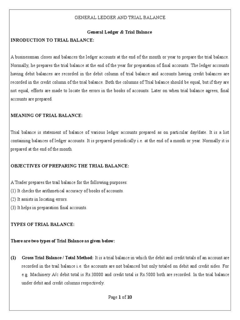 Mechanics of Accounting - Ledger and Trial Balance | PDF | Debits And ...