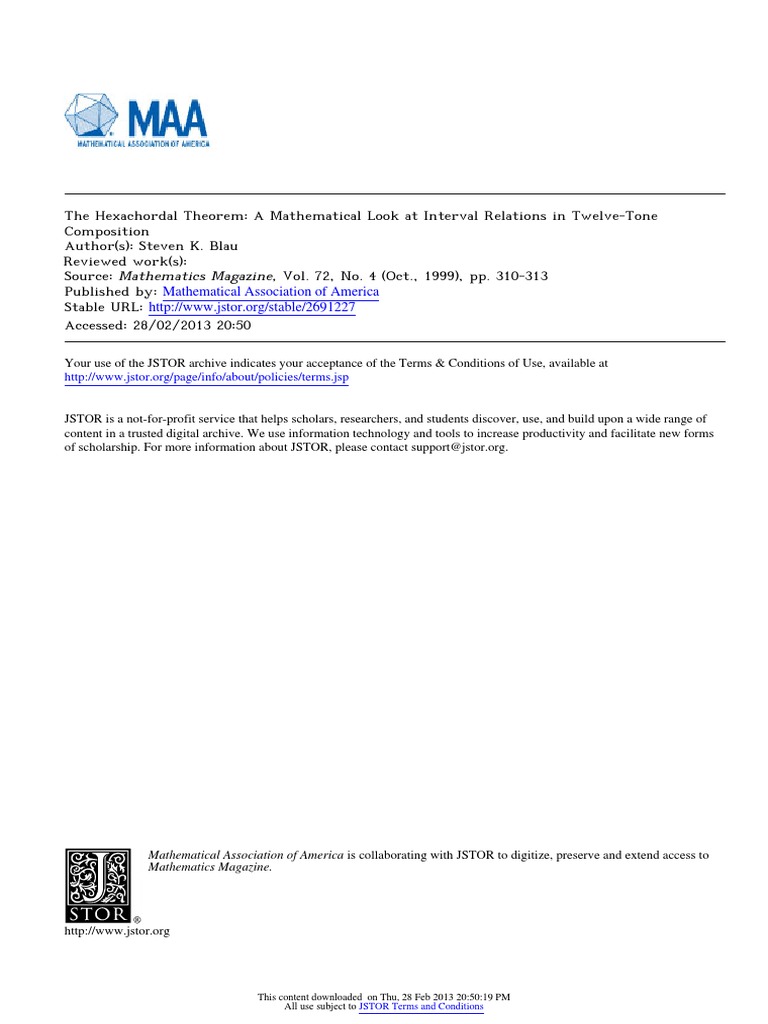 Hexachord Theorem | PDF | Music Theory | Musicology