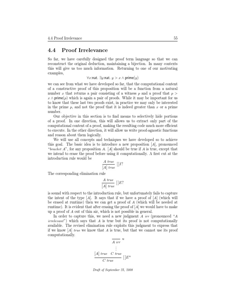 Proof Irrelevance | PDF | Mathematical Proof | Logical Consequence