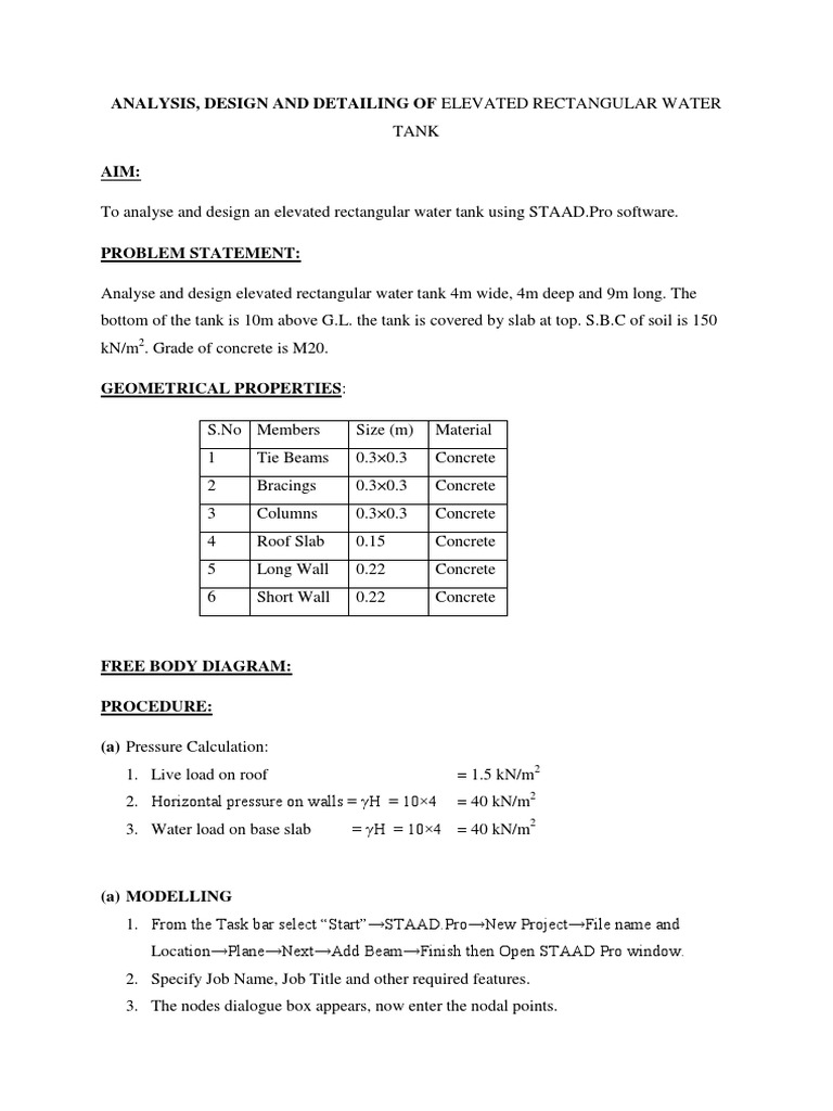 Analysis, Design, and Detailing of an Elevated Rectangular Water Tank ...