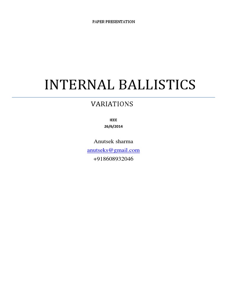 Internal Ballistics Variations | PDF | Cartridge (Firearms ...