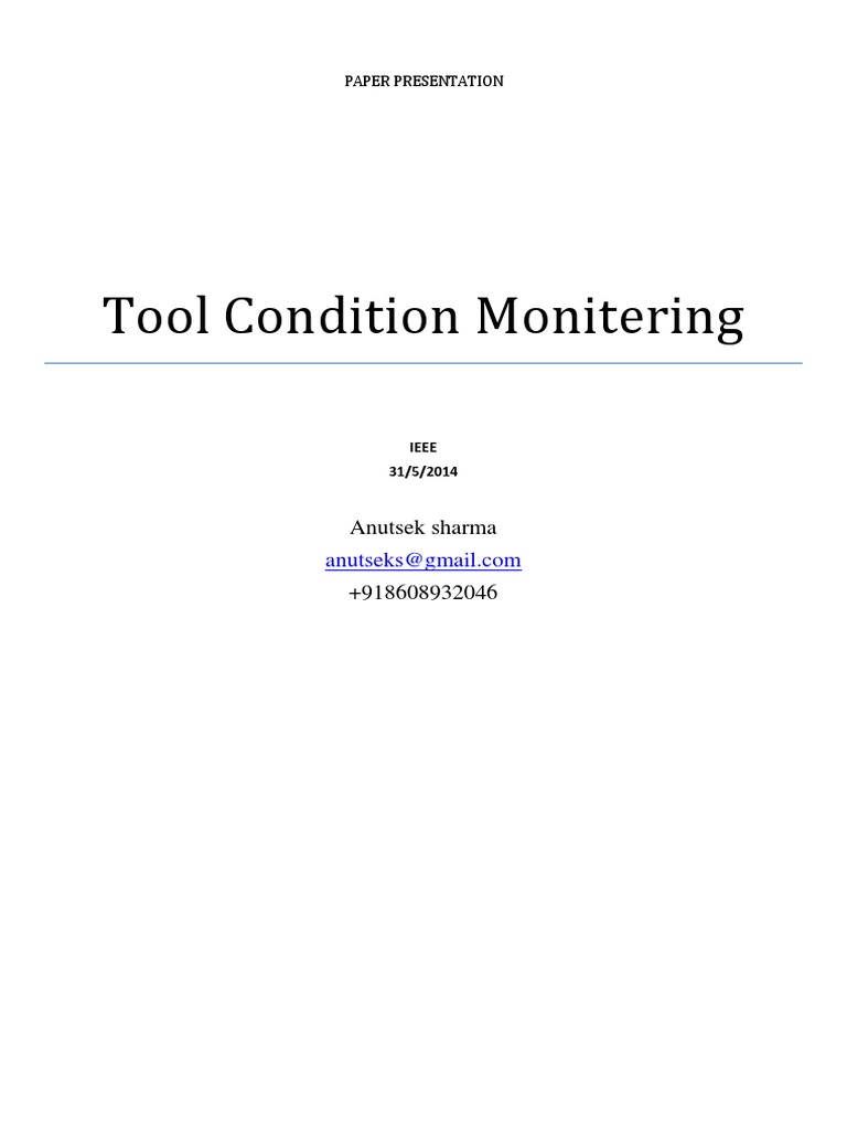 Tool Condition Monitering | PDF | Sensor | Machining