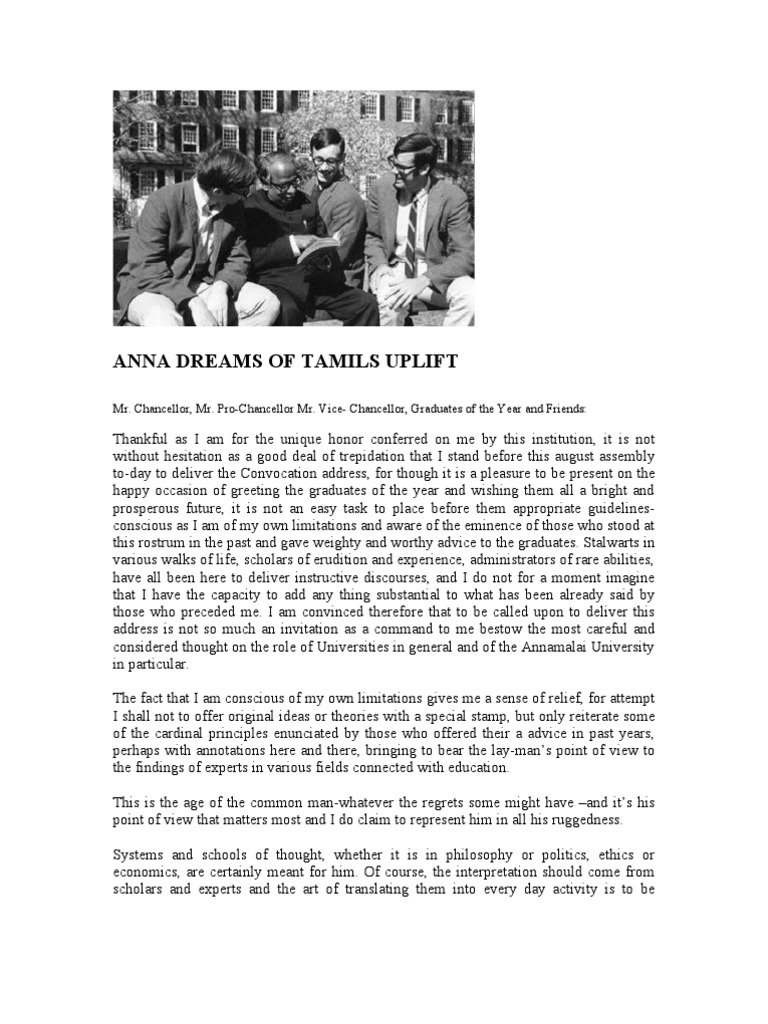 Aringnar Anna Convocation Address | PDF | Democracy | Political Ideologies