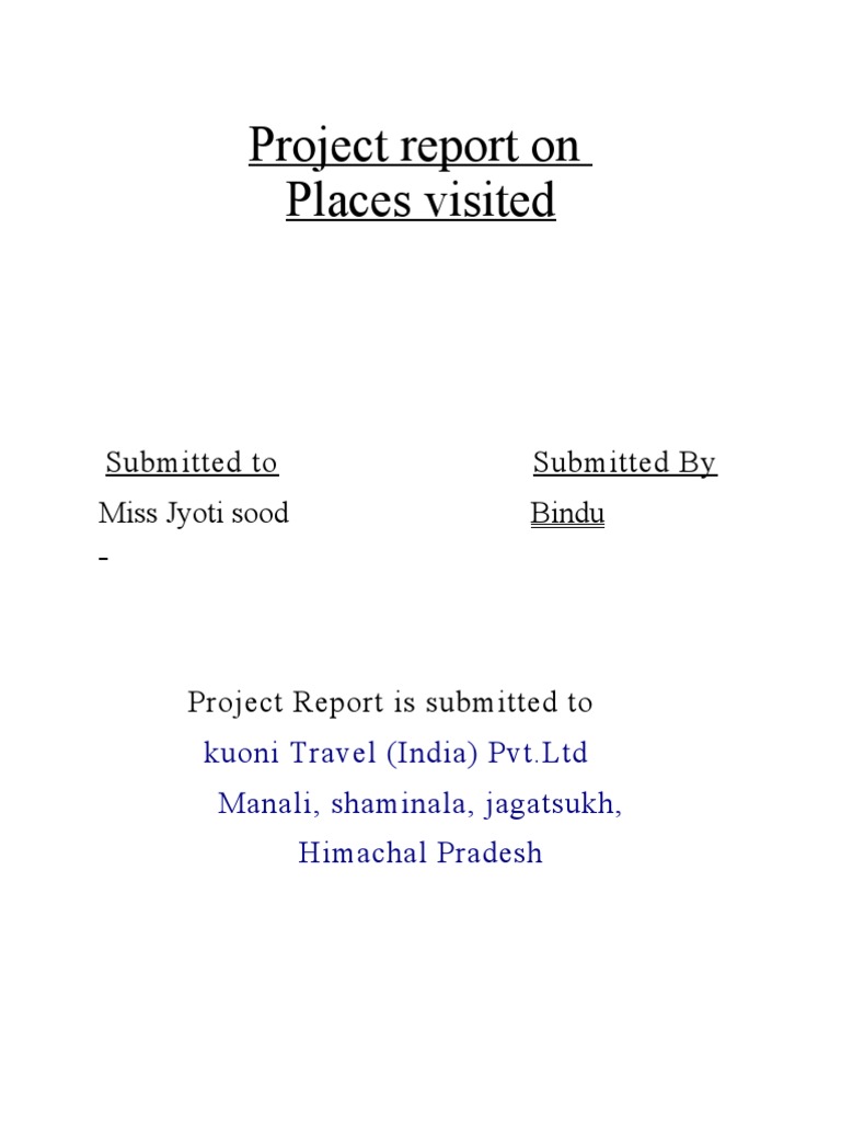Project Report On Visits | PDF | Hotel | Tourism And Leisure