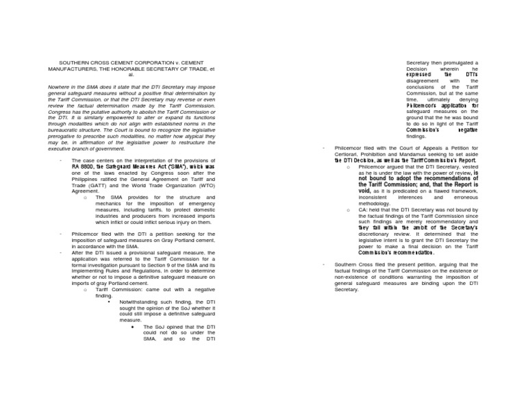 Southern Cross Cement Corporation V | PDF | Certiorari | Constitutional Law