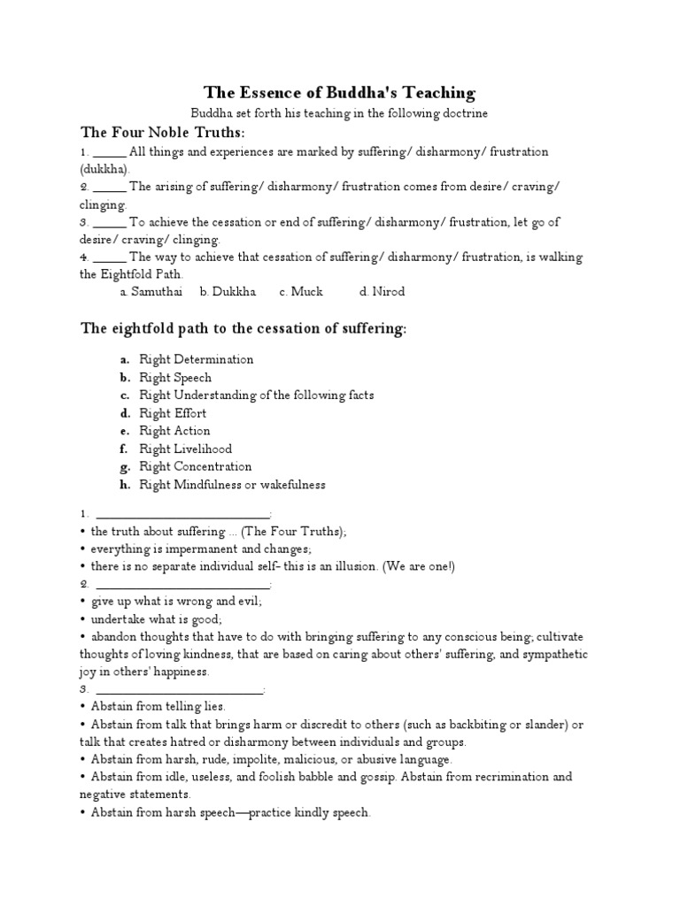 The Essence of Buddha's Teaching: The Four Noble Truths | PDF | Noble ...