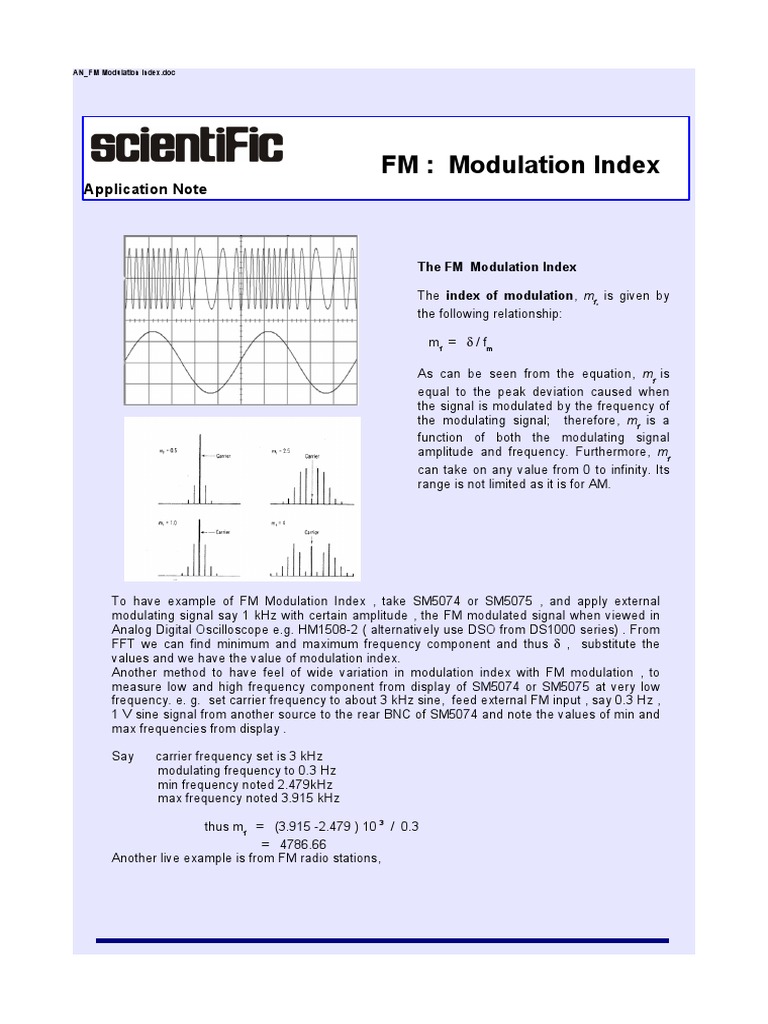 FM: Modulation Index: Application Note | PDF | Frequency Modulation ...