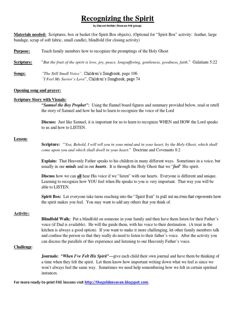 Family Spirit Recognition Lesson | PDF | Samuel | Religious Behaviour ...
